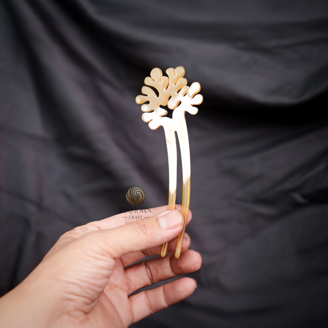 Hahorn - Buffalo Horn Coral Hair Fork - Unique Ocean Inspired - Color ...