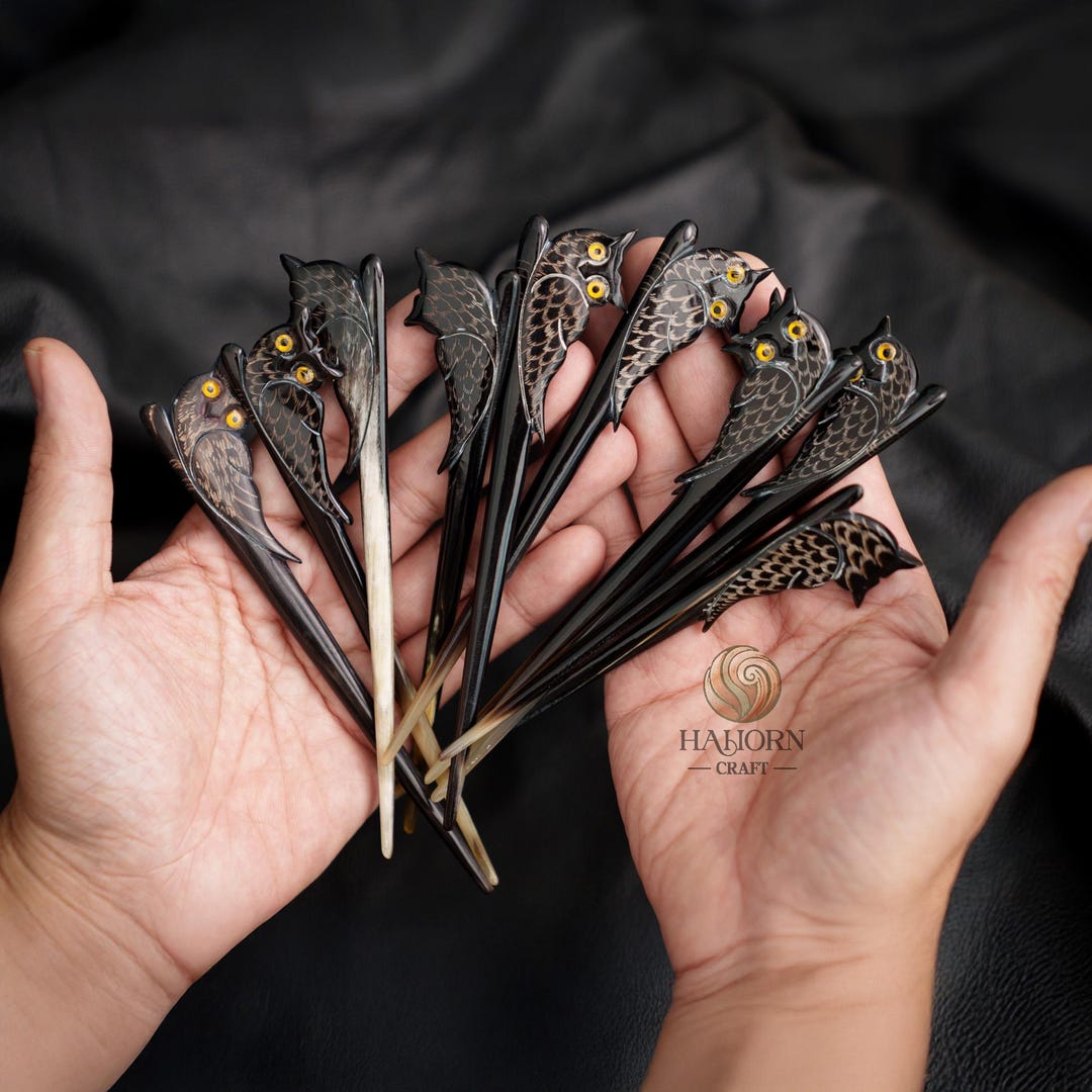 Set 10 Owl Horn Hair Sticks for Women Owl Hair Stick for Buns Hair ...