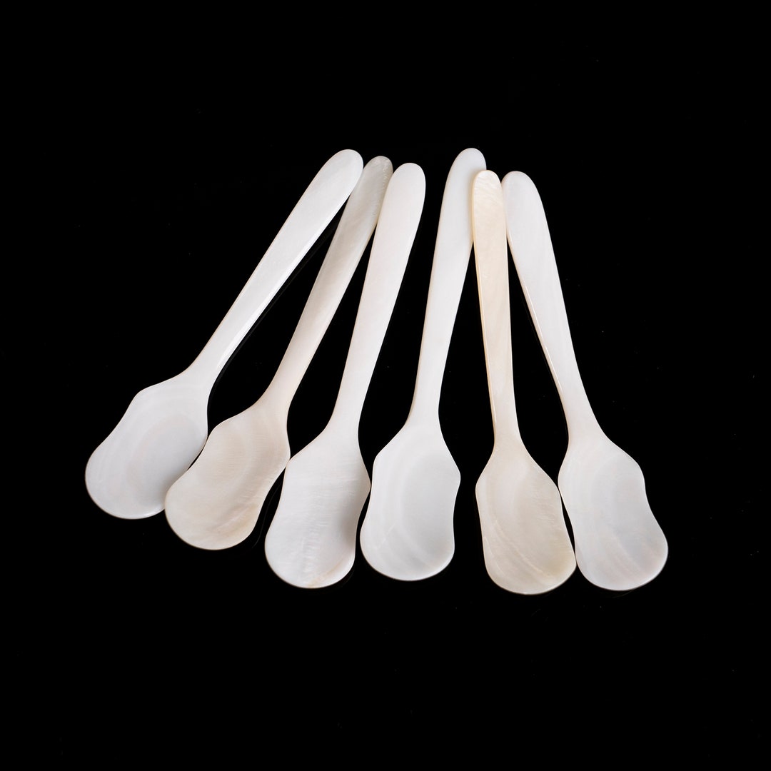 Set 6 White MOP Caviar Spoons Mother of Pearl Caviar Spoons Egg Spoons ...