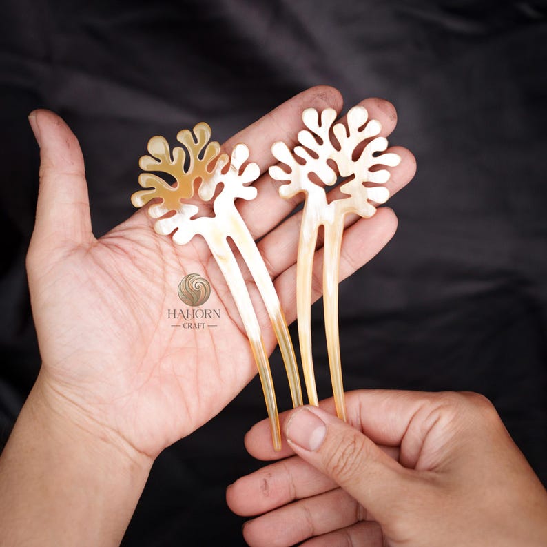 Hahorn - Buffalo Horn Coral Hair Fork - Unique Ocean Inspired - Color ...