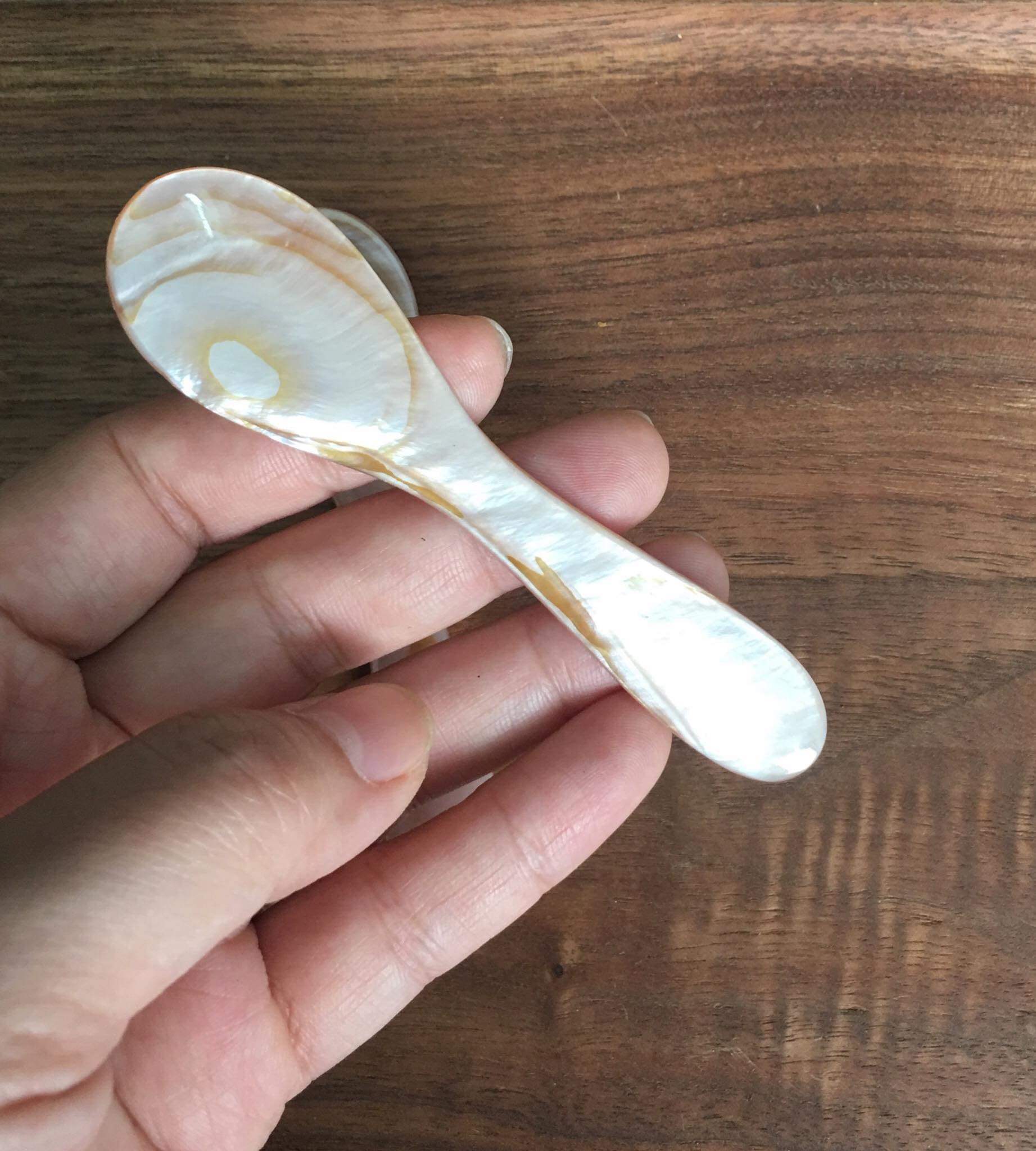 Set 2 Pink MOP Caviar Spoons Mother of Pearl Caviar Spoons Egg Spoons ...