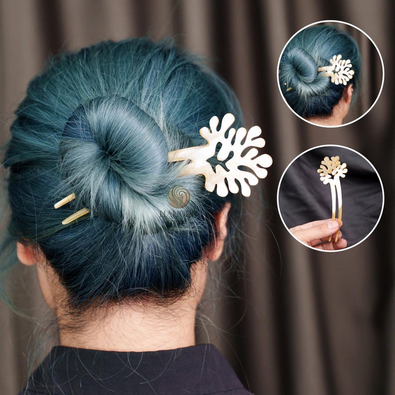 Hahorn - Buffalo Horn Coral Hair Fork - Unique Ocean Inspired - Color ...