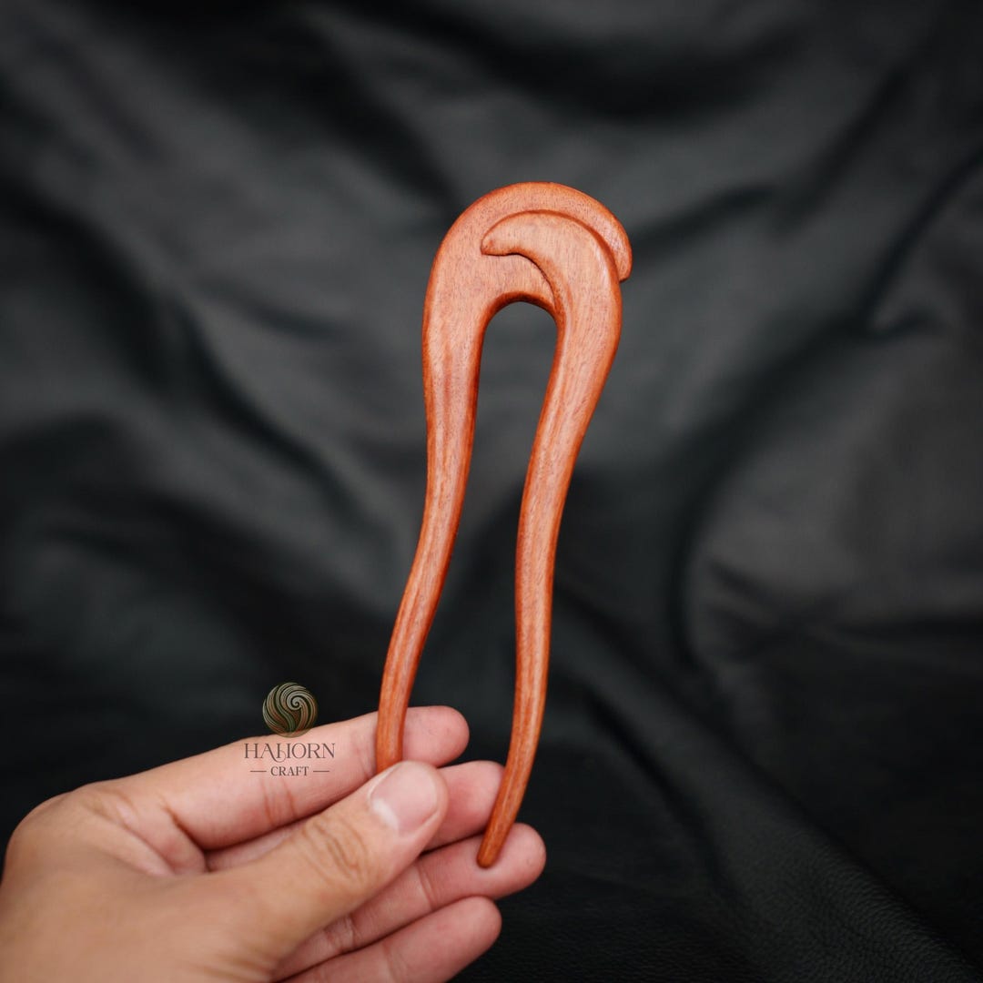 The Wavy Wooden 2 Prongs Hair Fork for Women Hair Stick for Buns Hair ...