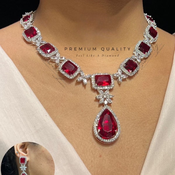 Red Necklace Set - Etsy