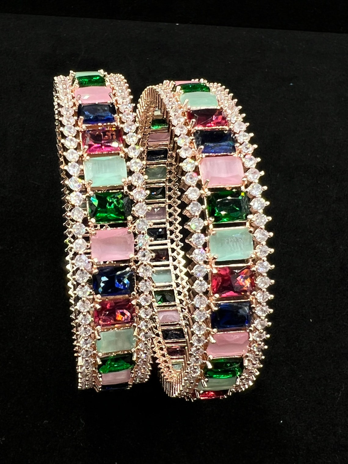 Rose Gold Plated American Diamond Kadas - Punjabi Bangles - Etsy