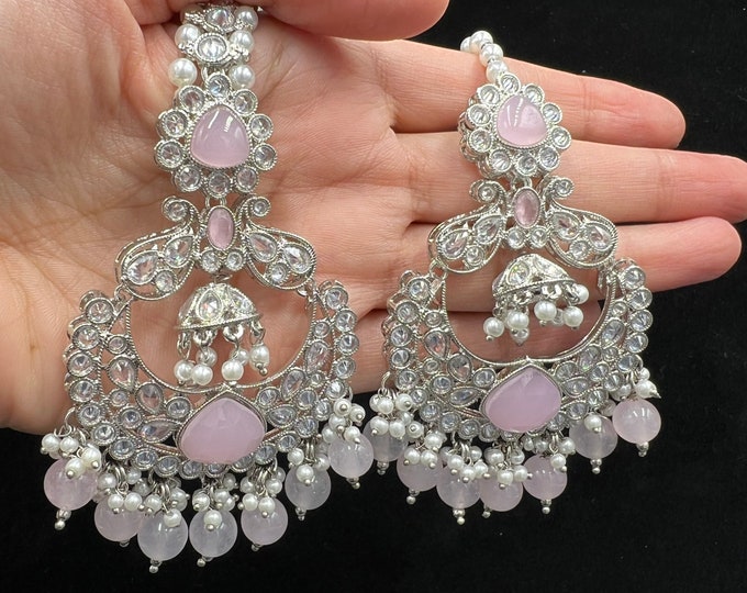 More Colors/ Silver Plated Tikka Set/ Light Blue Tikka Set/ Peach Tikka ...