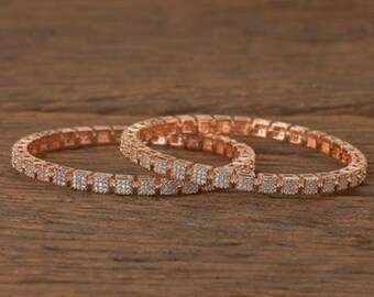 Rose Gold Bangles Set - Etsy