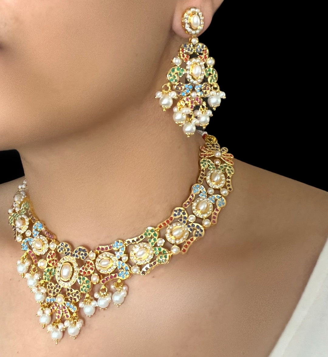 Noratan Set With Earrings/ Bridal Jewelry/ Pakistani Jewelry/ Punjabi ...