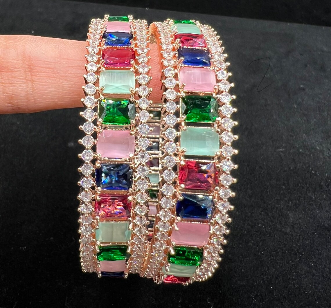 Rose Gold Plated American Diamond Kadas - Punjabi Bangles - Etsy