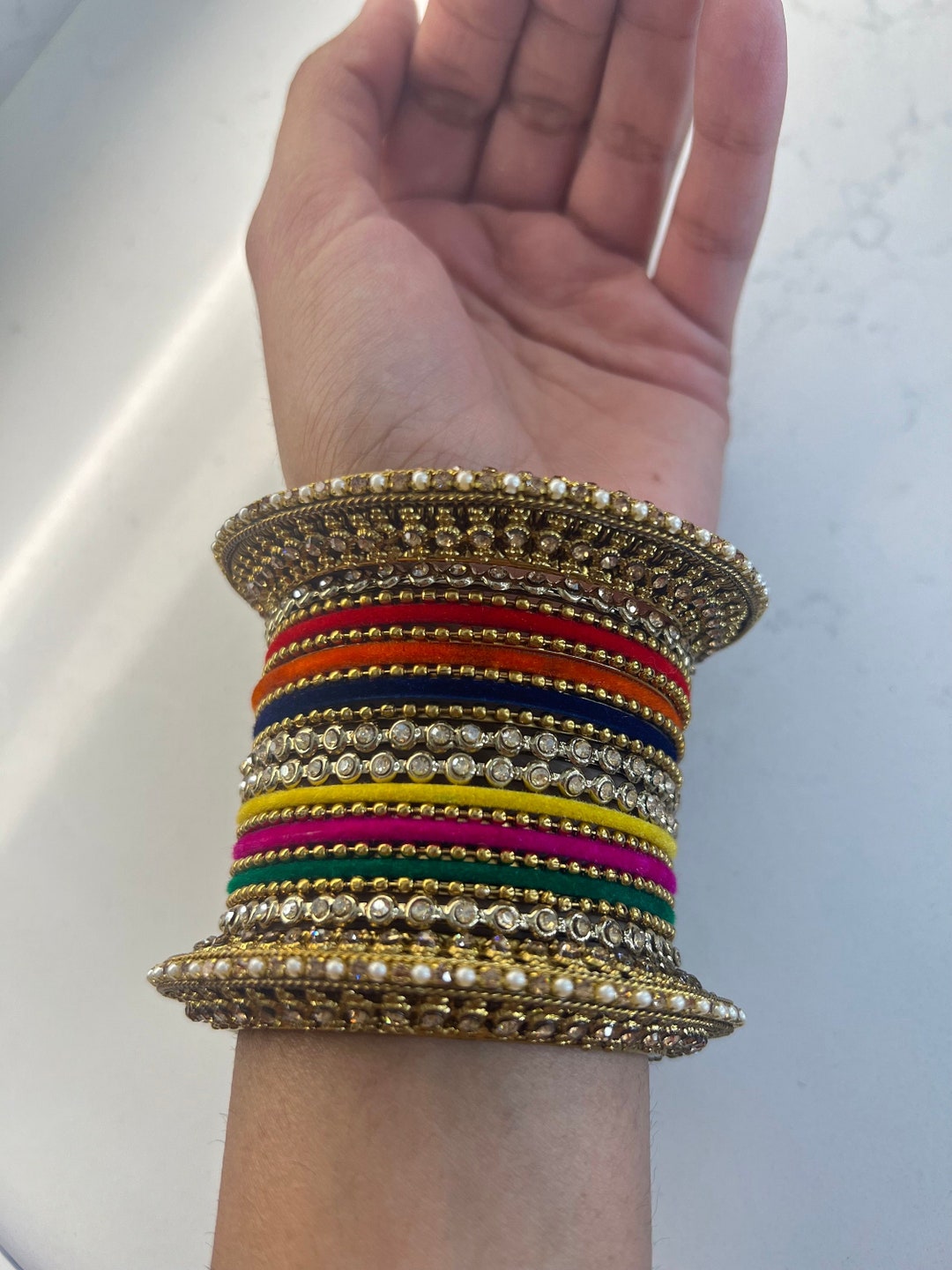 Multi Color Bangles Set/ Indian Multi Colored Bangles Set/ Jaggo ...