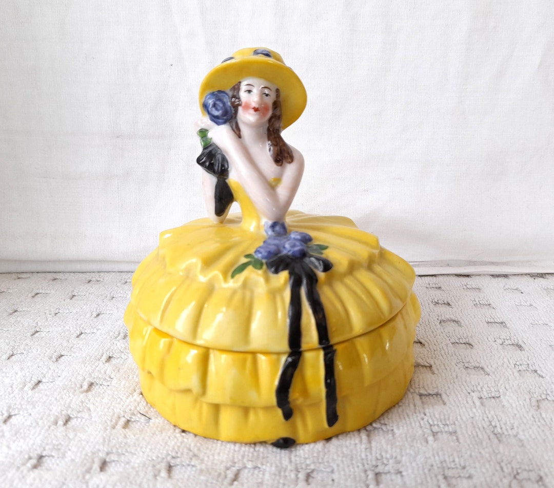 Sitzendorf Lady Art Deco Powder Bowl 1920's Figural Ceramic , Antique ...
