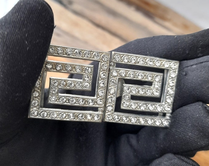 Art Deco Belt Cloak Clasp Greek Key Design Rhinestones , Antique ...