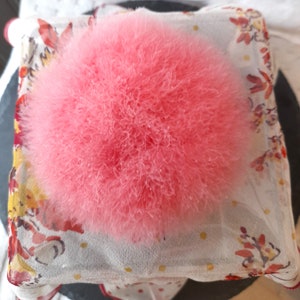 1920's Deep Pink Swans Down Powder Puff Silk Chiffon Hanky Floral Spots ...