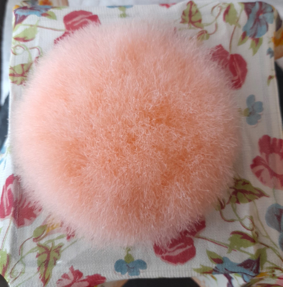 1940's Large Peachy Pink Swans Down Powder Puff Hanky Floral , Vanity ...