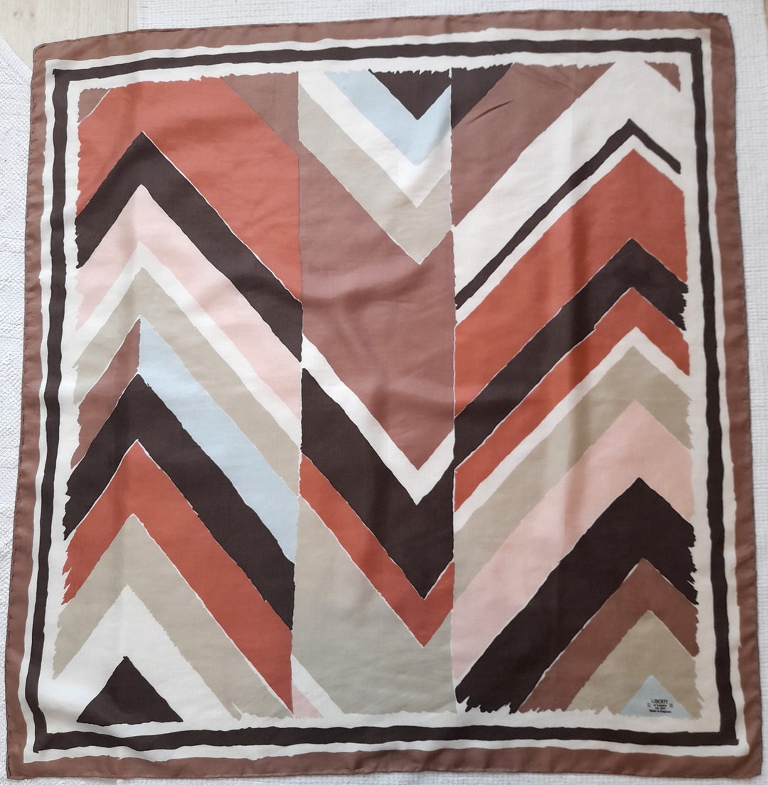 1970's Large Liberty of London Large Silk Scarf Chevron Abstract , Head ...