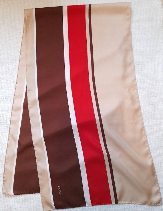 Bally Large Long Silk Scarf Stripes , Head Scarf , Fo… - Gem