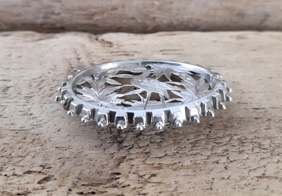 Victorian Aesthetic Movement Silver Crane Brooch , … - Gem