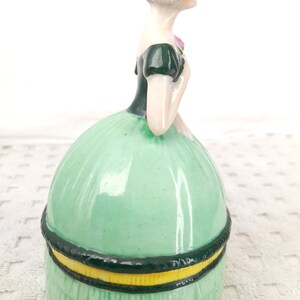 Lady Art Deco Powder Bowl 1920's Figural Ceramic , Antique Powder Bowl ...