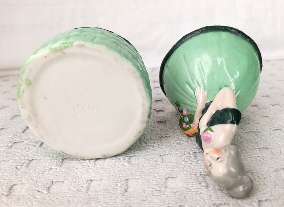 Lady Art Deco Powder Bowl 1920's Figural Ceramic , An… - Gem