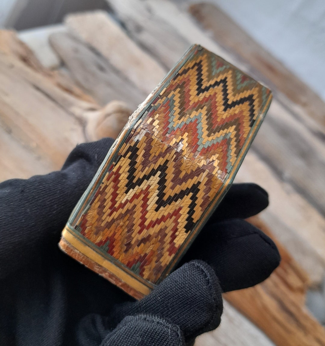 Antique Prisoner of War Straw Work Needle Case , Antique Needle Holder ...