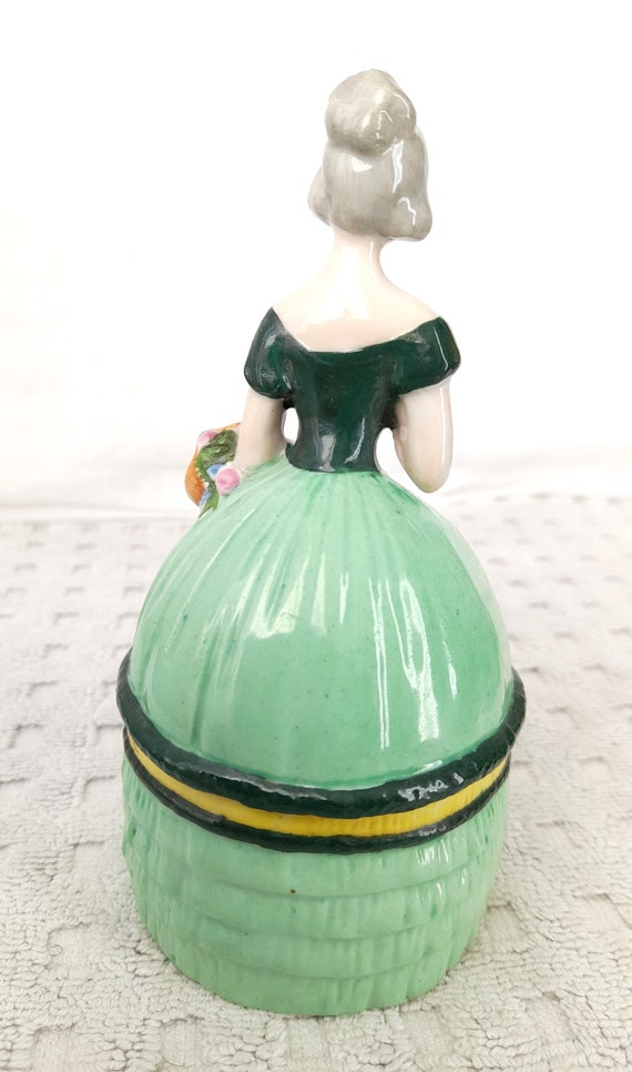 Lady Art Deco Powder Bowl 1920's Figural Ceramic , An… - Gem