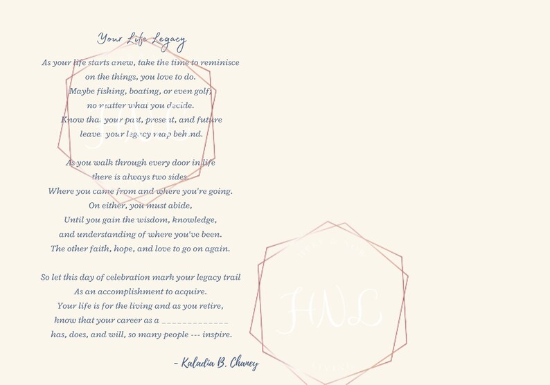 HNL Retirement Cards - "your Life Legacy" Poem Inside - Etsy