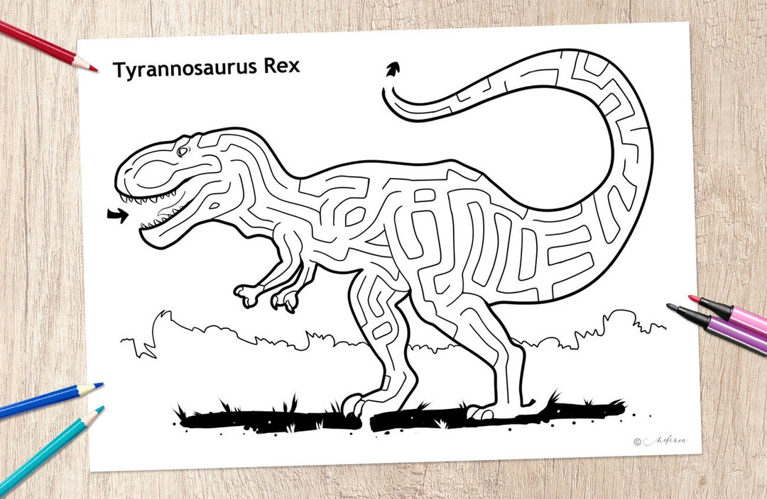 T-rex | Dinosaur | Maze | Labyrinth | Activity for Kids | Instant ...