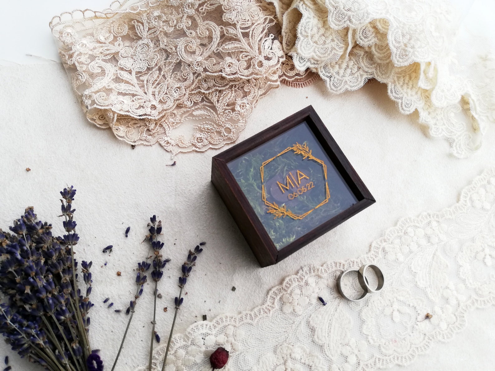 Wooden Wedding Ring Box, Ring Holder for Wedding Ceremony, Ring Bearer ...