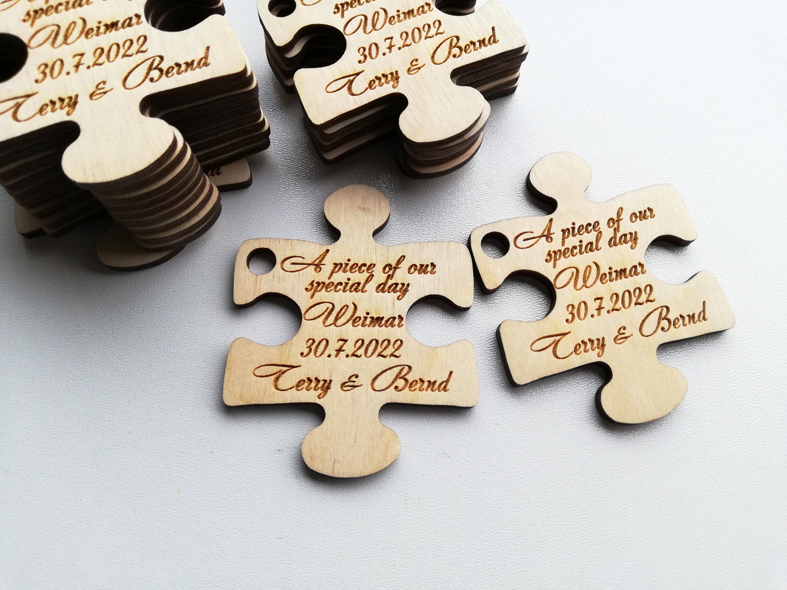 Puzzle Tag, Wooden Puzzle Wedding Favors Box Tag, Rustic Wedding Favor ...