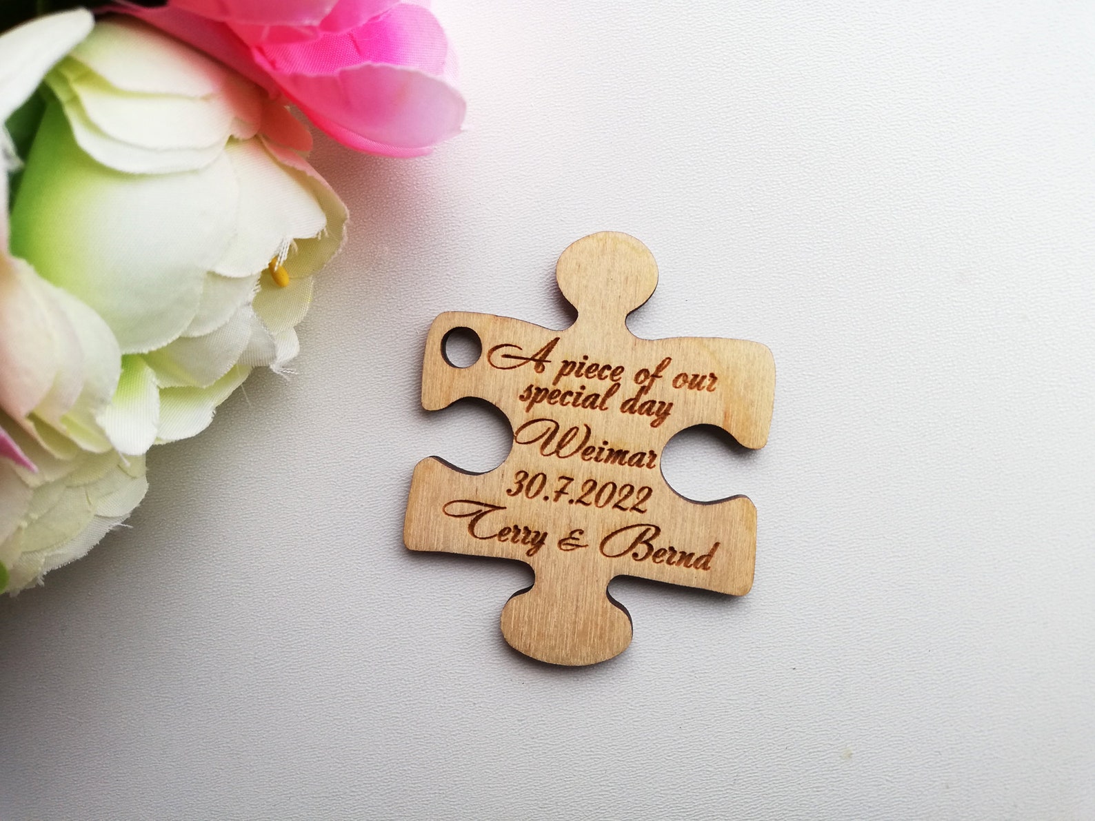 Puzzle Tag, Wooden Puzzle Wedding Favors Box Tag, Rustic Wedding Favor ...