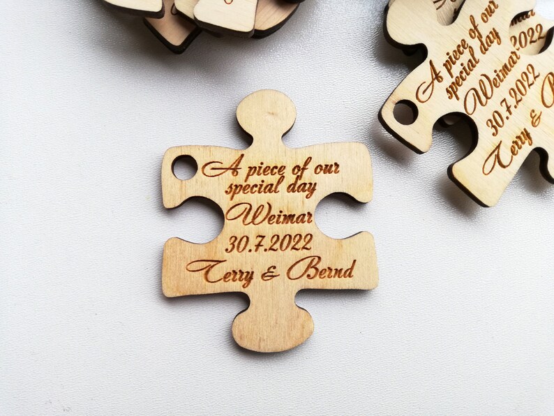 Puzzle Tag, Wooden Puzzle Wedding Favors Box Tag, Rustic Wedding Favor ...