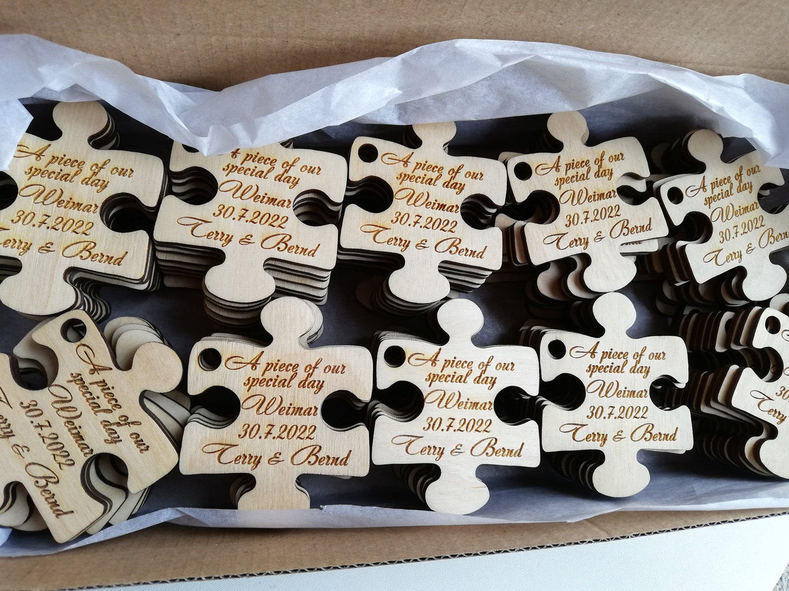 Puzzle Tag, Wooden Puzzle Wedding Favors Box Tag, Rustic Wedding Favor ...