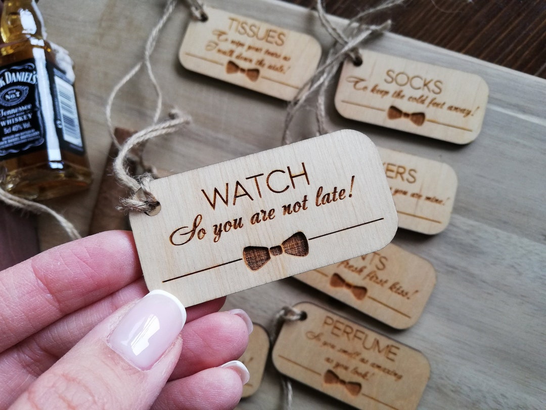 Groom Survival Kit Tag, Survival Kit, Wooden Gift Tags, Groom Gift ...