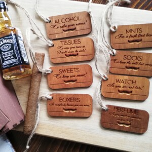 Survival Kit Tag, Groom Survival Kit Tag, Wooden Groom Gift Tags, Groom ...
