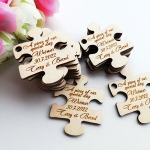 Puzzle Tag, Wooden Puzzle Wedding Favors Box Tag, Rustic Wedding Favor ...
