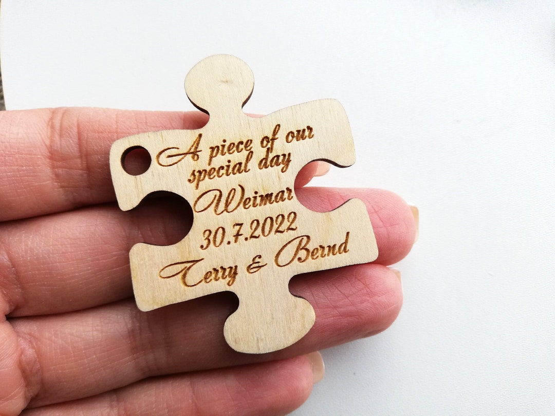 Puzzle Tag, Wooden Puzzle Wedding Favors Box Tag, Rustic Wedding Favor ...
