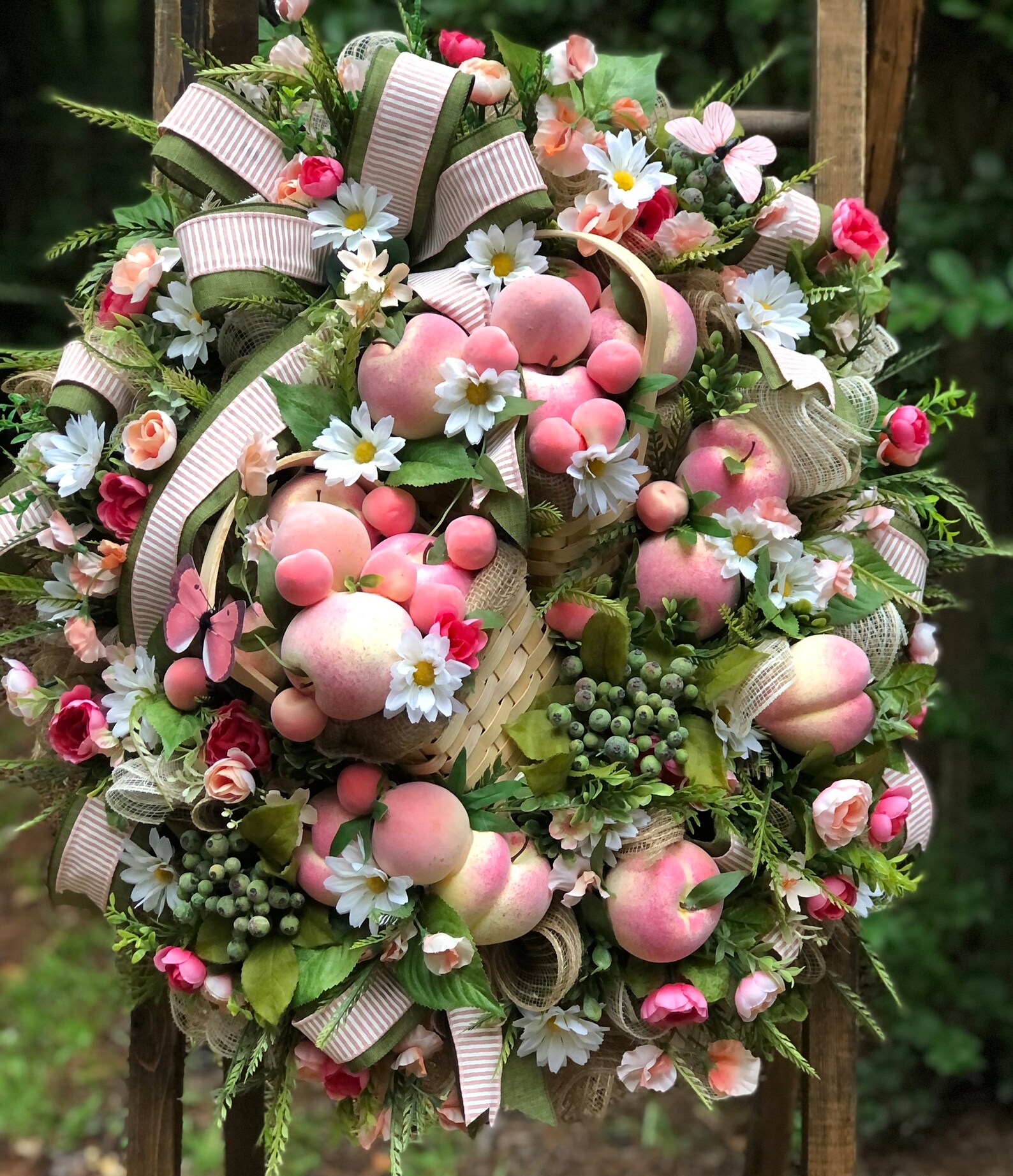 Sweet Peach Wreath, Georgia Peaches, Peaches and Daisy Wreath, Floral ...