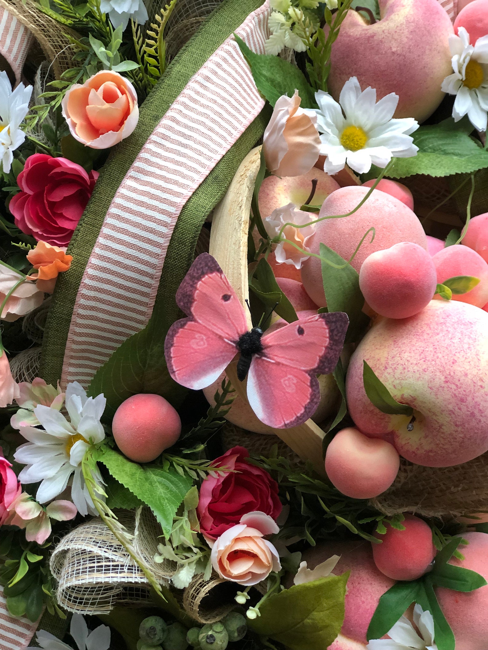 Sweet Peach Wreath, Georgia Peaches, Peaches and Daisy Wreath, Floral ...