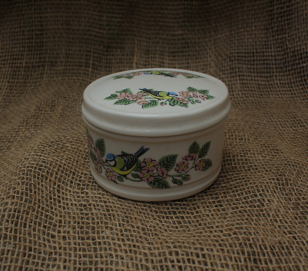 Vintage Pretty Bird and Flower Pot Boncath Pottery Jewellery Box - Etsy