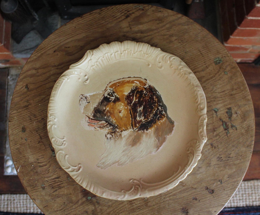 Antique Moseley Ware Hand Painted Dog Plate Victorian Wall Hanging ...