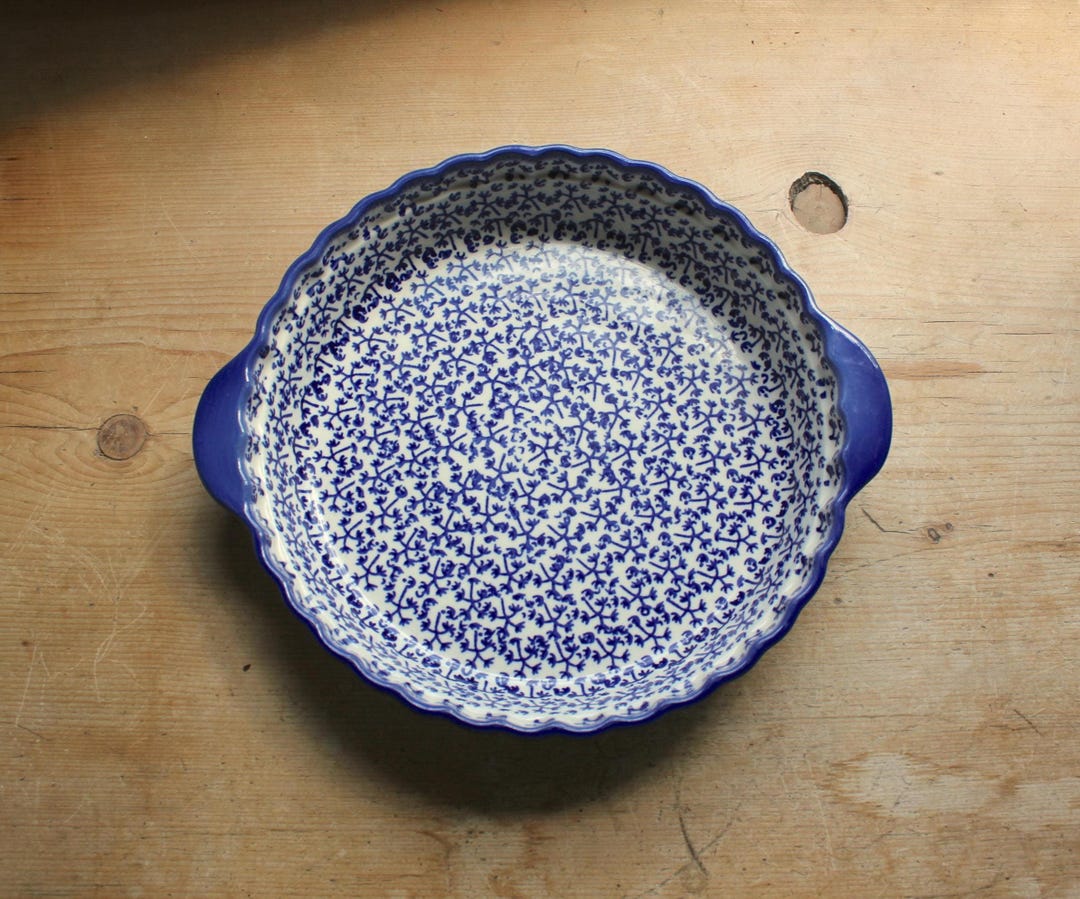Vintage Dainty Blue & White Pattern Polish Pottery Dish Handmade ...
