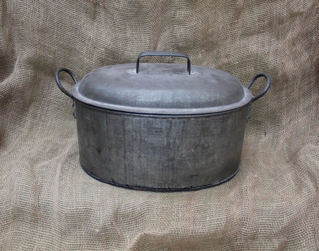 Antique Fish Poacher Pot Metal Storage Bread Bin Decorative Kitchen Tub ...
