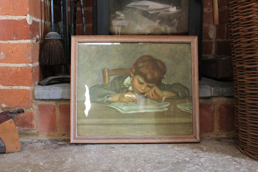 Antique Style Victorian Boy Writing Picture Renoirs Children Print ...