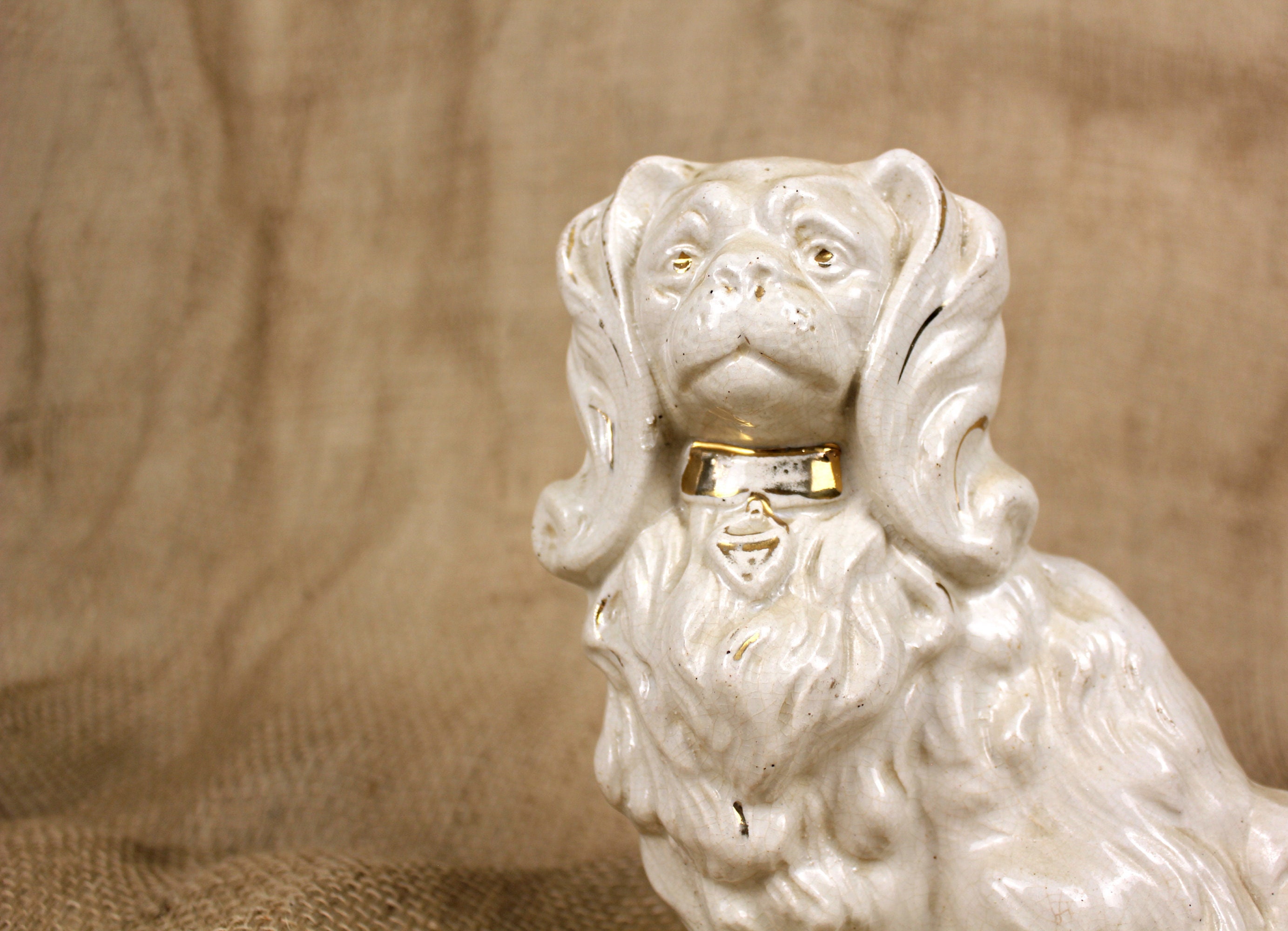 Vintage Fireside Pottery Dog Spaniel Decorative Ceramic Figurine Mantel ...