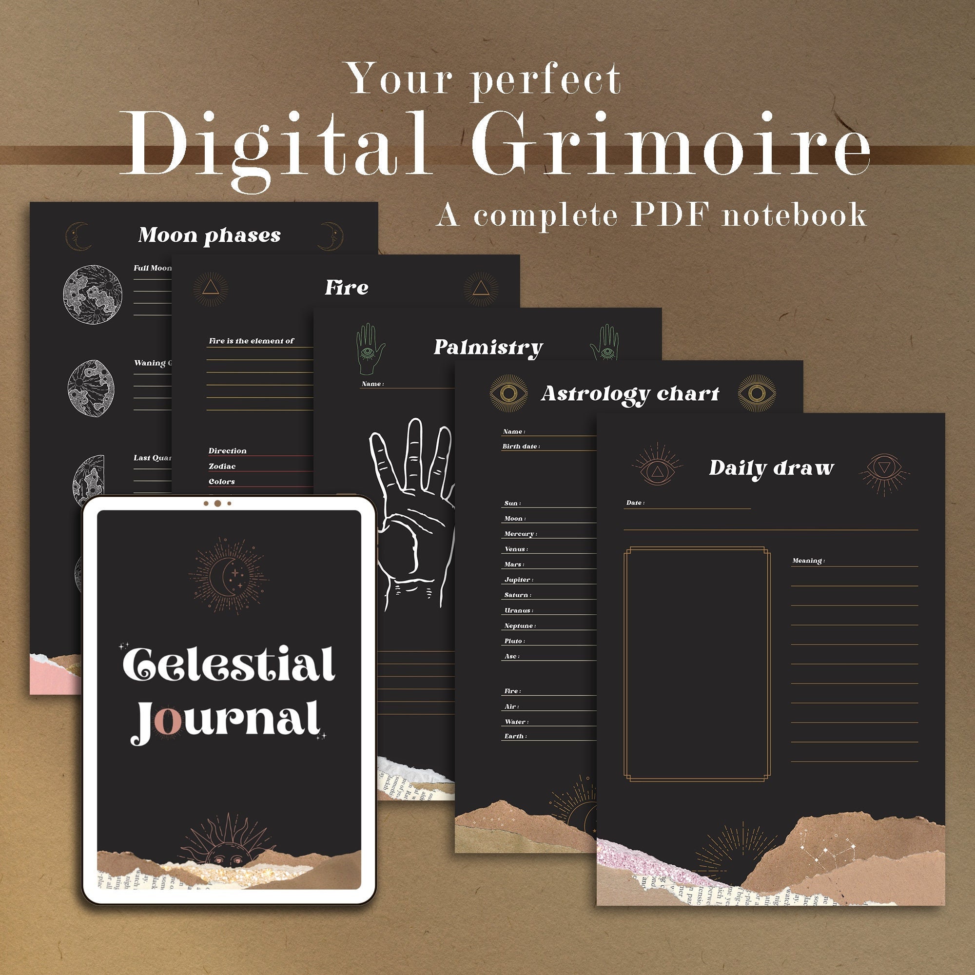 Digital Grimoire Journal Dark Themed Book of Shadows Notebook, for ...