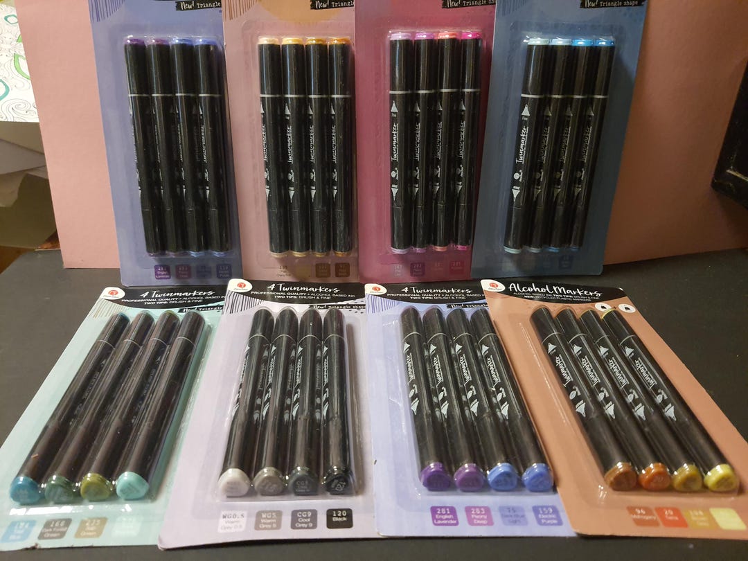 Alcohol-based Twin Marker Set of 4 2 Pen Tips Brush and Fine Décotime ...