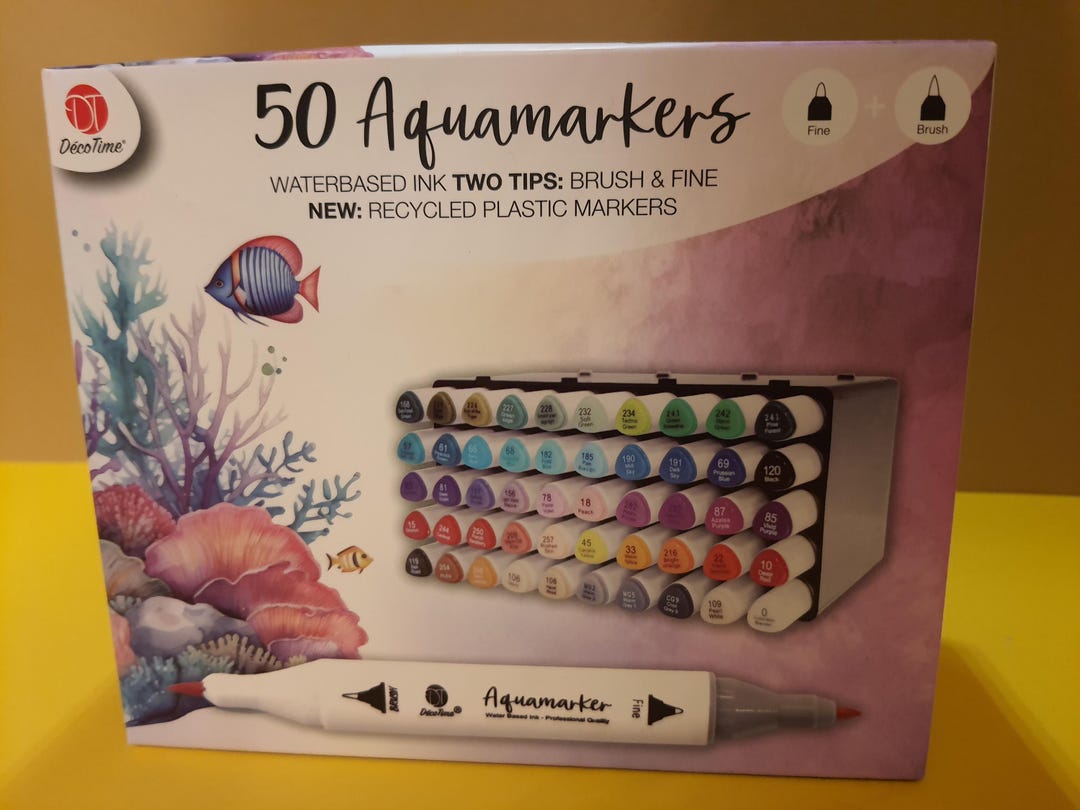50 Aquamarkers in a Stackable Box Water-based Mixable New Colors New ...