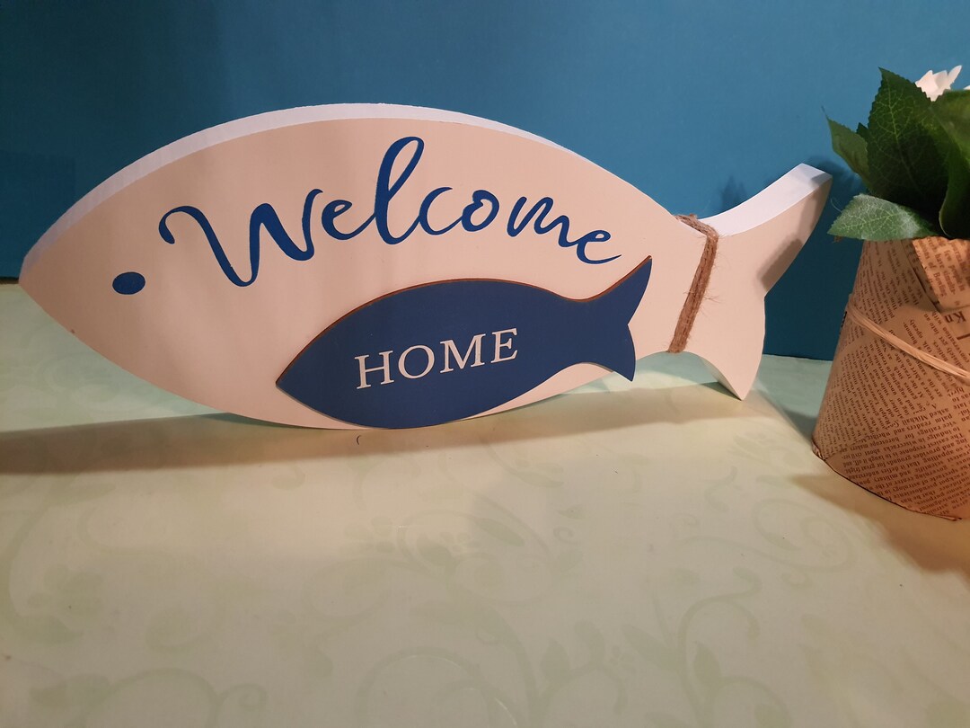 Deko Fisch aus Holz Welcome Home Maritim Geschenk Muttertag ...