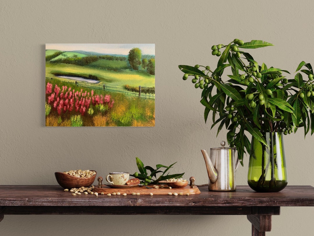 Original Oil Painting of Welsh Fields 'ceredigion', Black Friday - Etsy