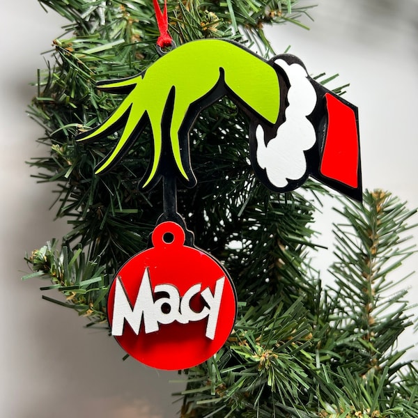 Grinch Hand Holding Ornament Christmas - Etsy